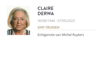 Claire Derwa overleden - Truineer